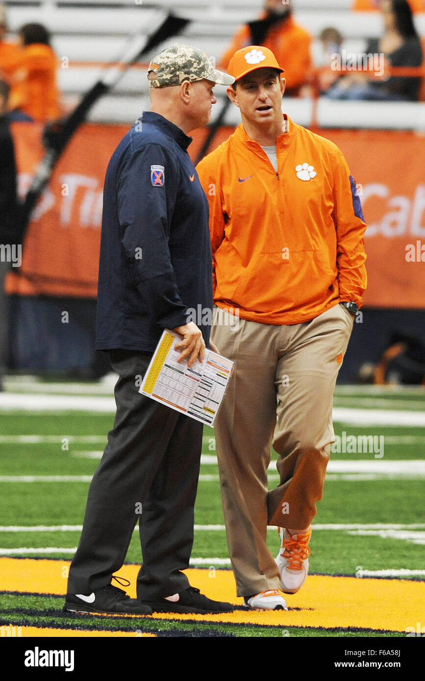 Syracuse, NY, USA. 14th Nov, 2015. Clemson Tigers head coach Dabo ...