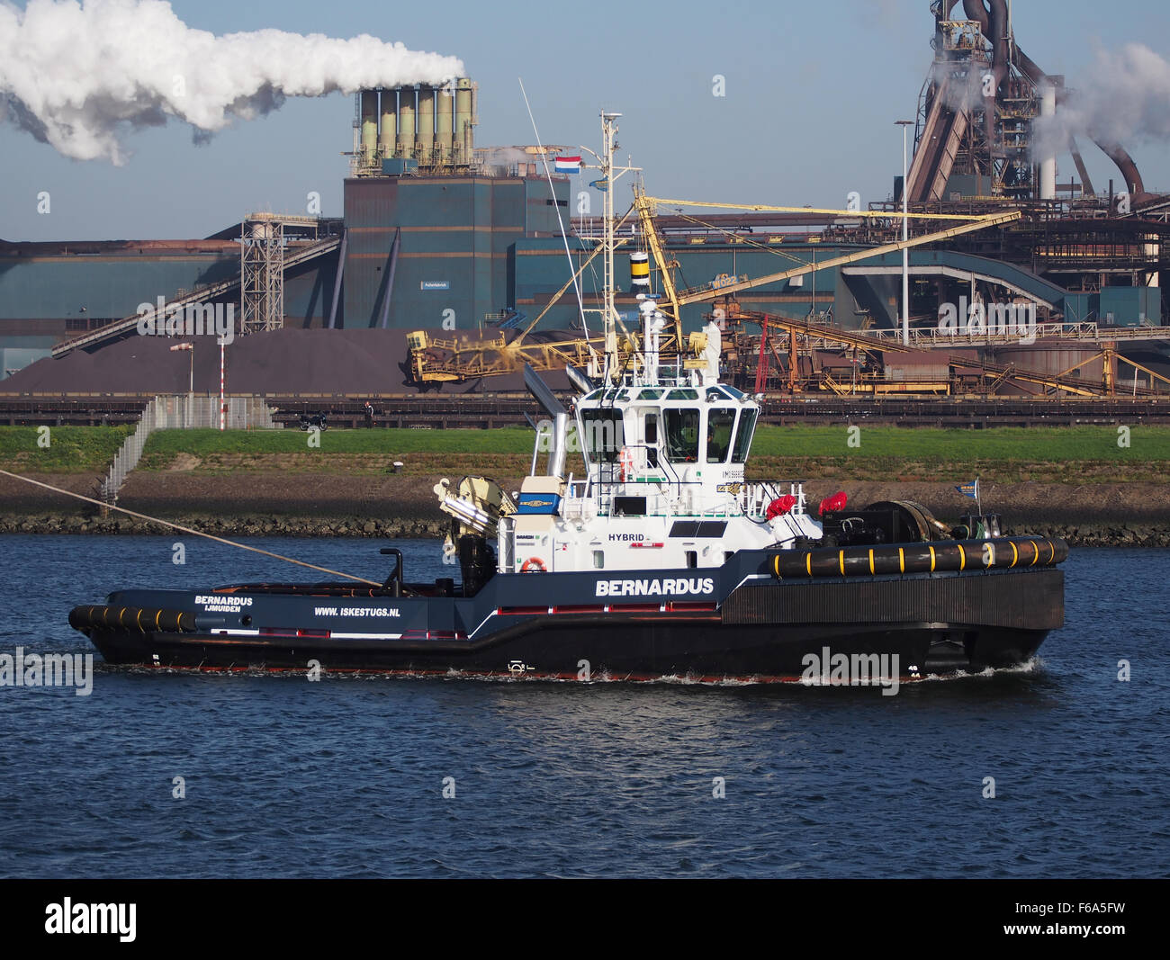 Bernardus, a tugboat built in 2014, operates at the Port of Amsterdam ...