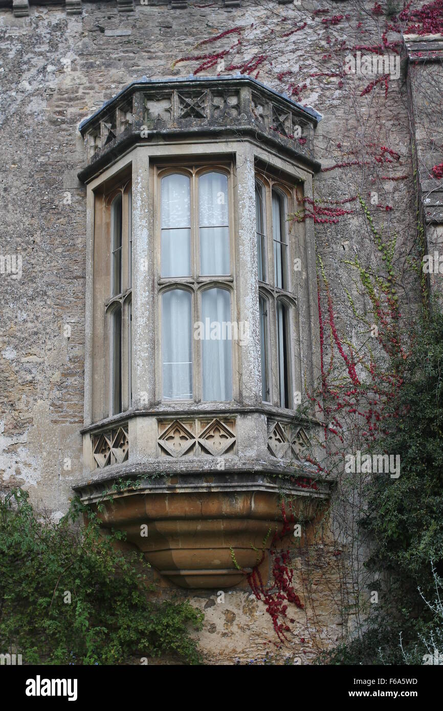 medieval stonework balcony window Stock Photo - Alamy