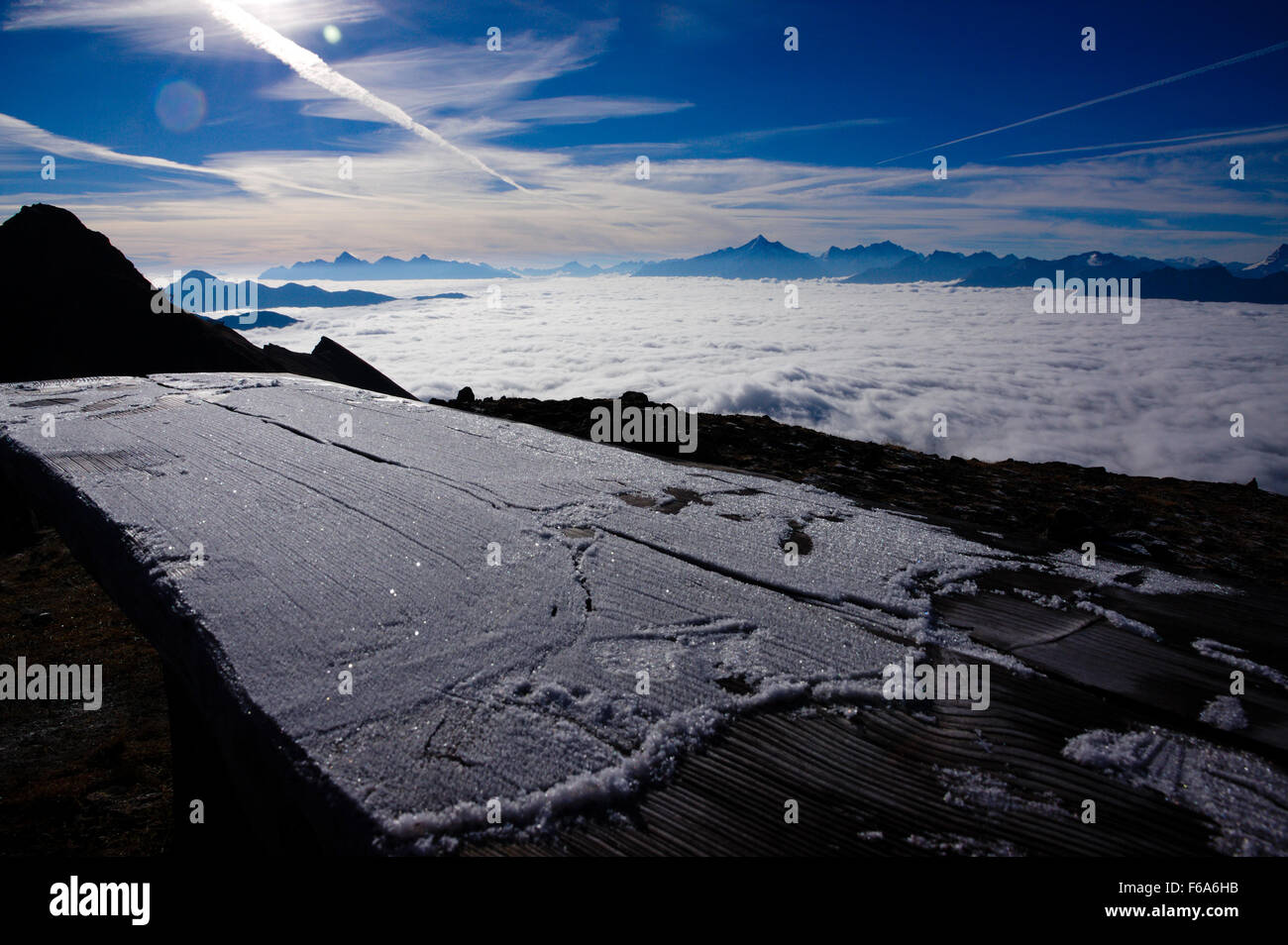 Iced mountain table Stock Photo - Alamy