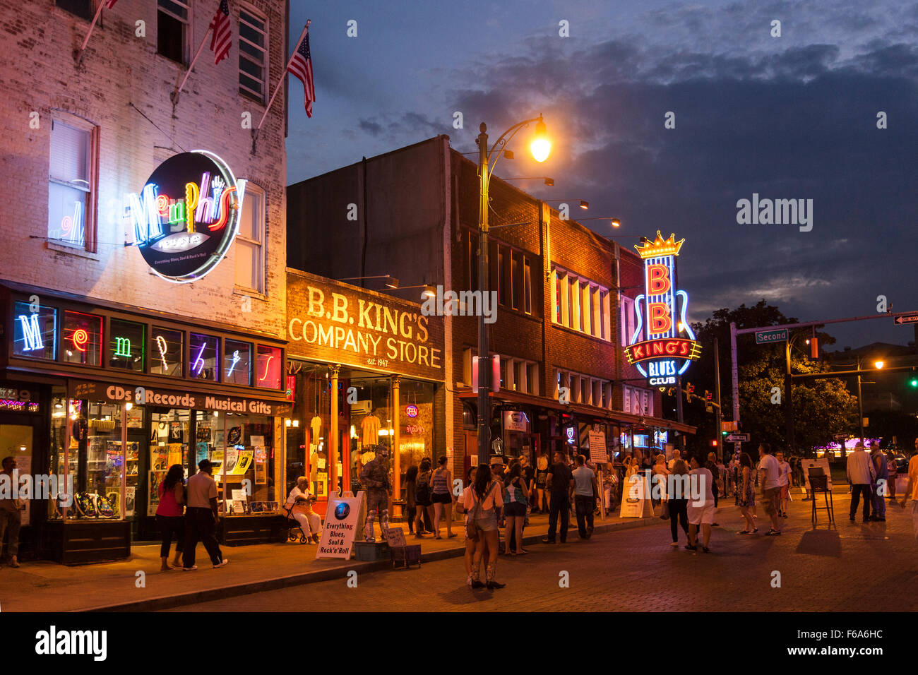 Beale Street at dusk, Memphis, Tennessee, USA Stock Photo - Alamy