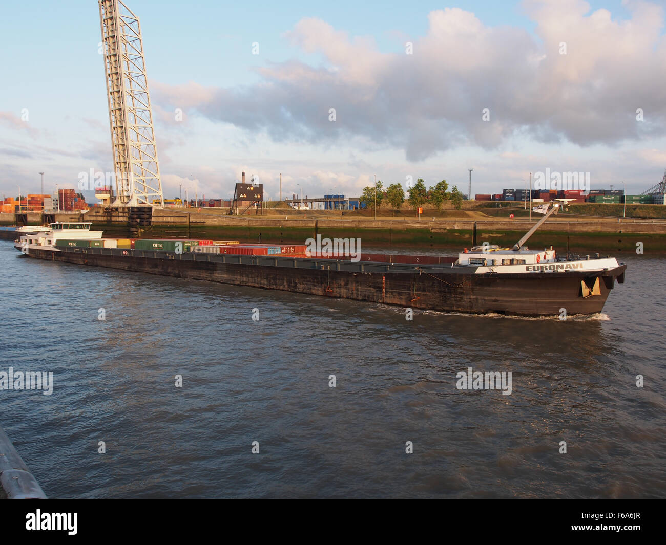 The Euronavi container ship, with the IMO number ENI 02318488, departs ...