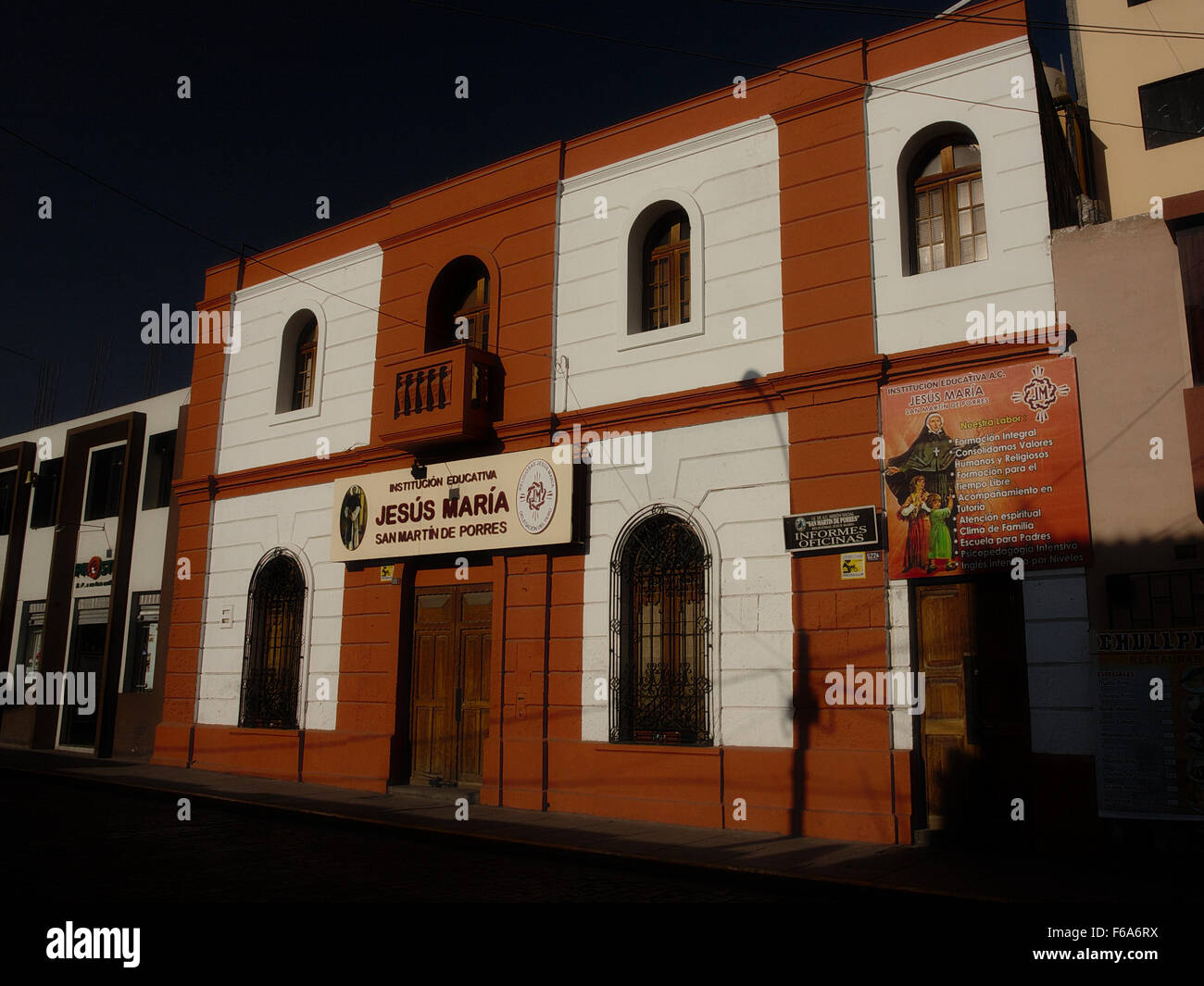 Beautiful red house in Arequipa Stock Photo - Alamy