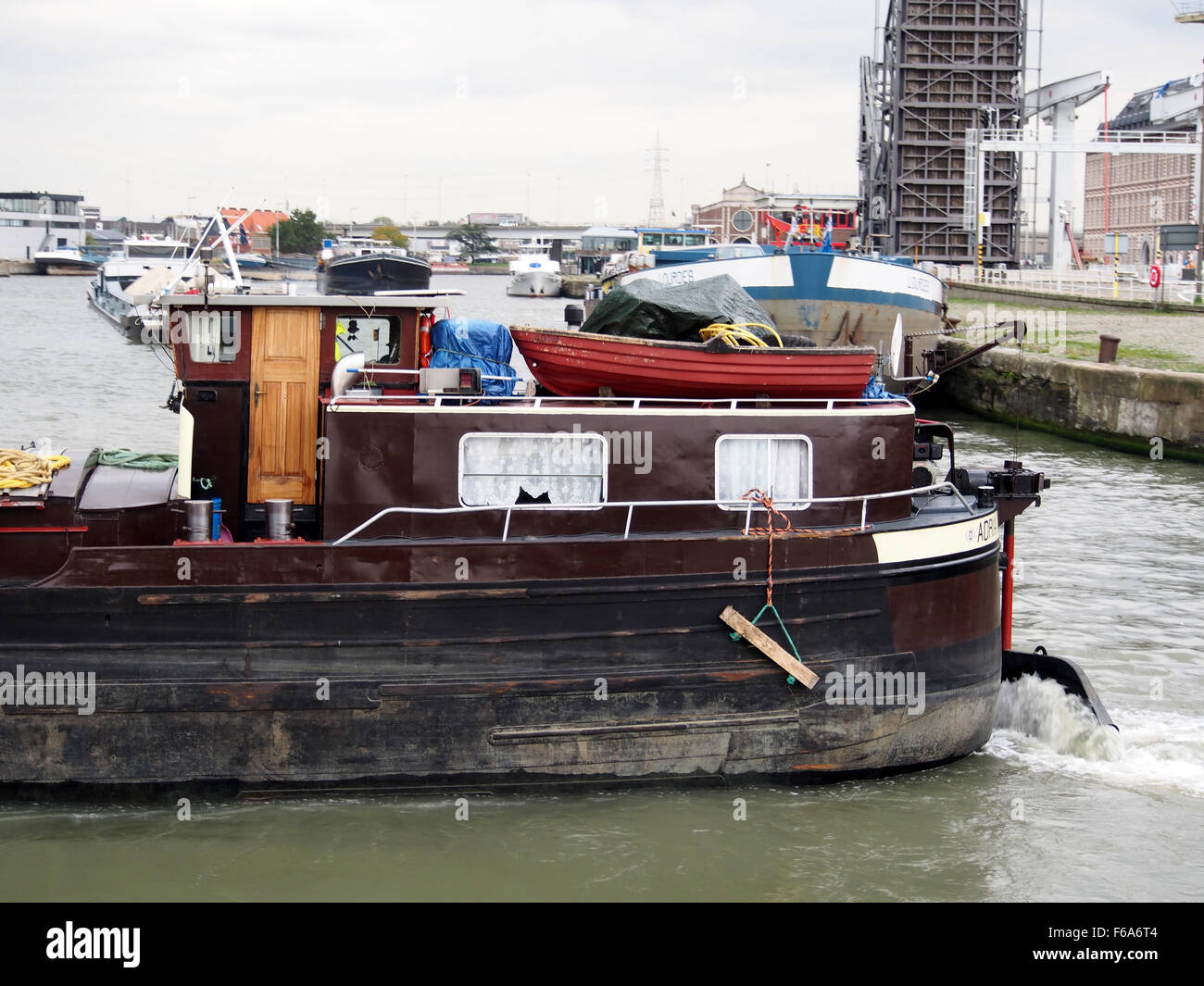 The Adria, a 1928-built container ship, is seen in the Port of Antwerp ...