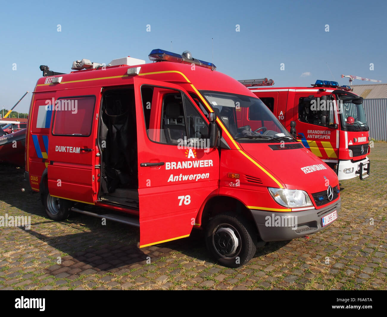 The Brandweer Antwerpen Unit A78 fire engine with a specialized diving ...