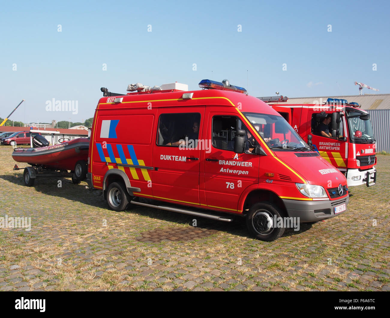 A fire engine from the Brandweer Antwerpen Diving Team, Unit A78, on ...