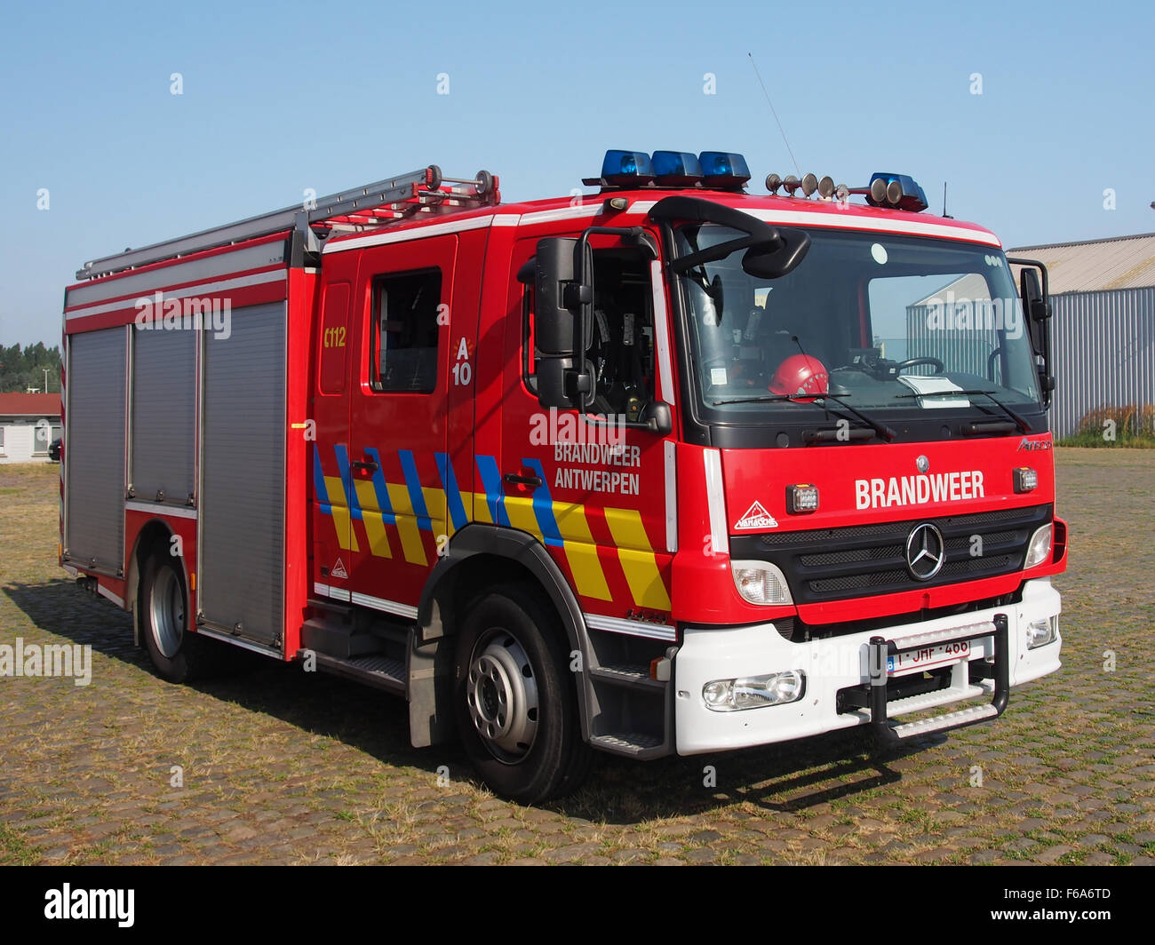 A fire engine from Brandweer Antwerpen, Unit A10, stationed and ready ...