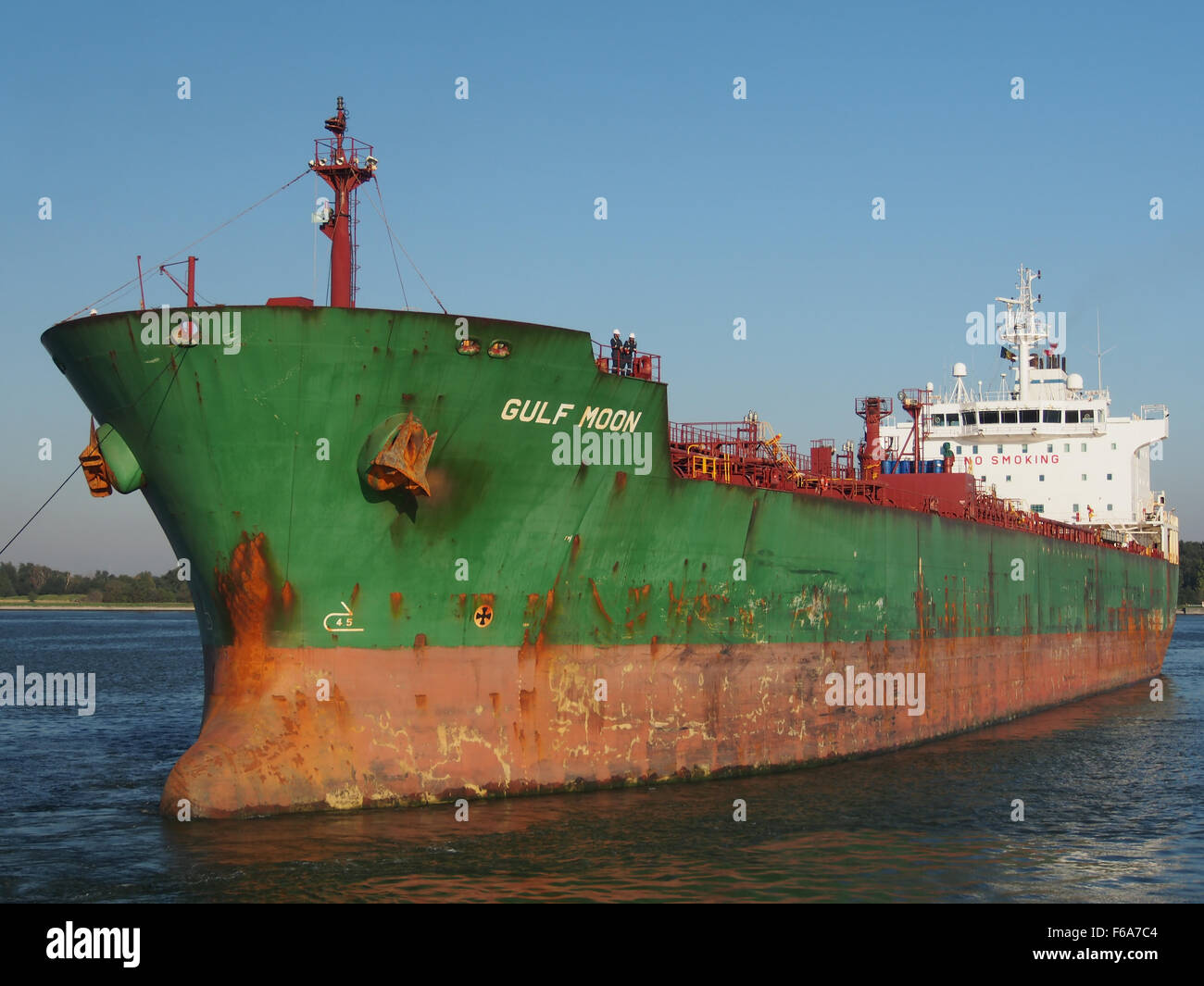 The Gulf Moon, a container ship and oil tanker, docked at the Port of ...