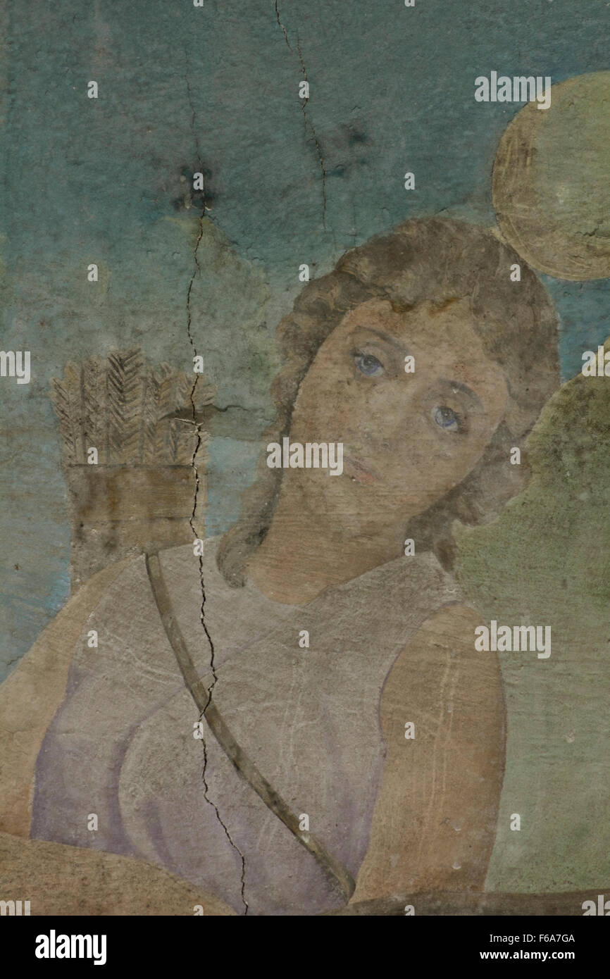 Portrait section closeup of goddess Artemis face & her quiver from the ...