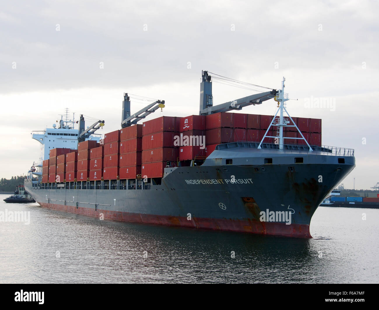 The container ship Independent Pursuit, identified by its IMO number ...