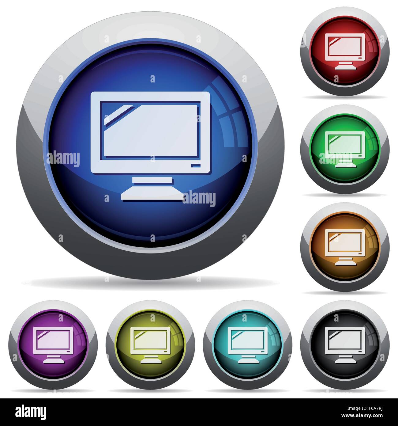 Set of round glossy monitor buttons. Arranged layer structure Stock ...