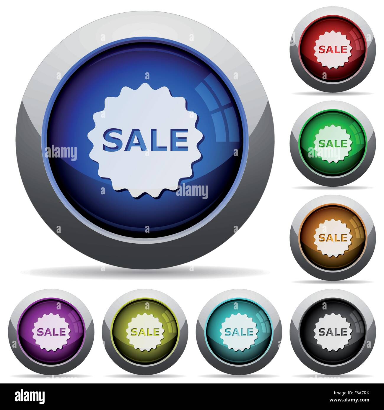 Set of round glossy sale badge buttons. Arranged layer structure Stock ...
