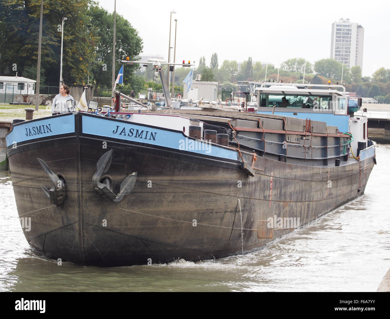 This image shows the Jasmin, a cargo ship built in 1961, docked at ...