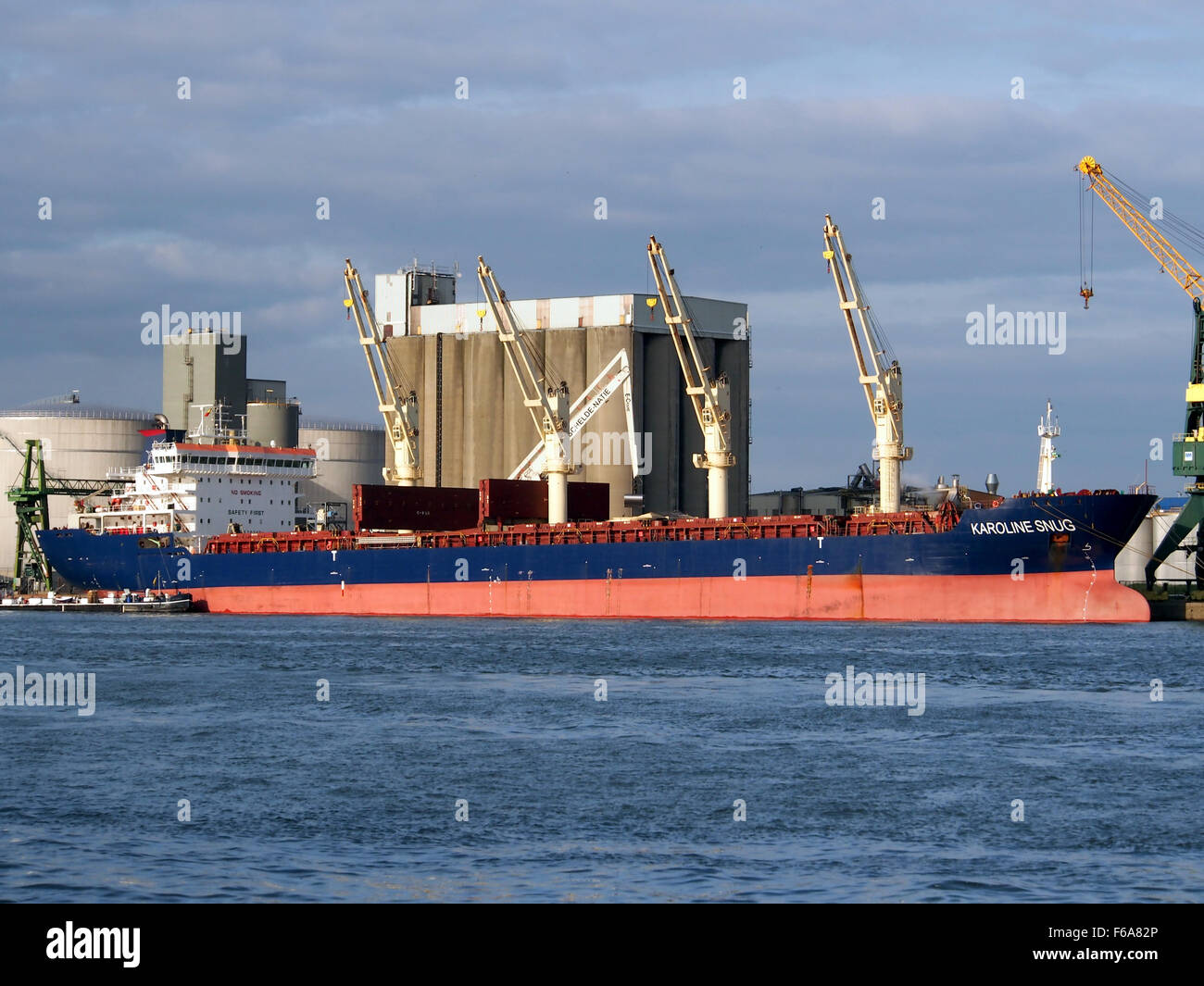 Karoline Snug is a container ship with IMO number 9530319, docked at the Port of Antwerp. The ...