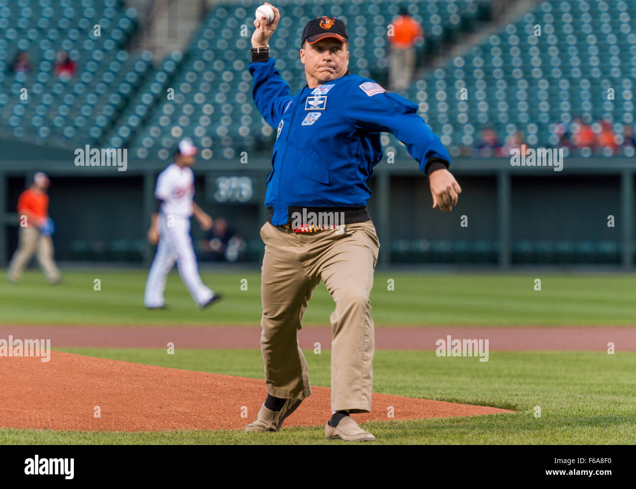 NASA astronaut Terry Virts threw the ceremonial first pitch at Camden ...