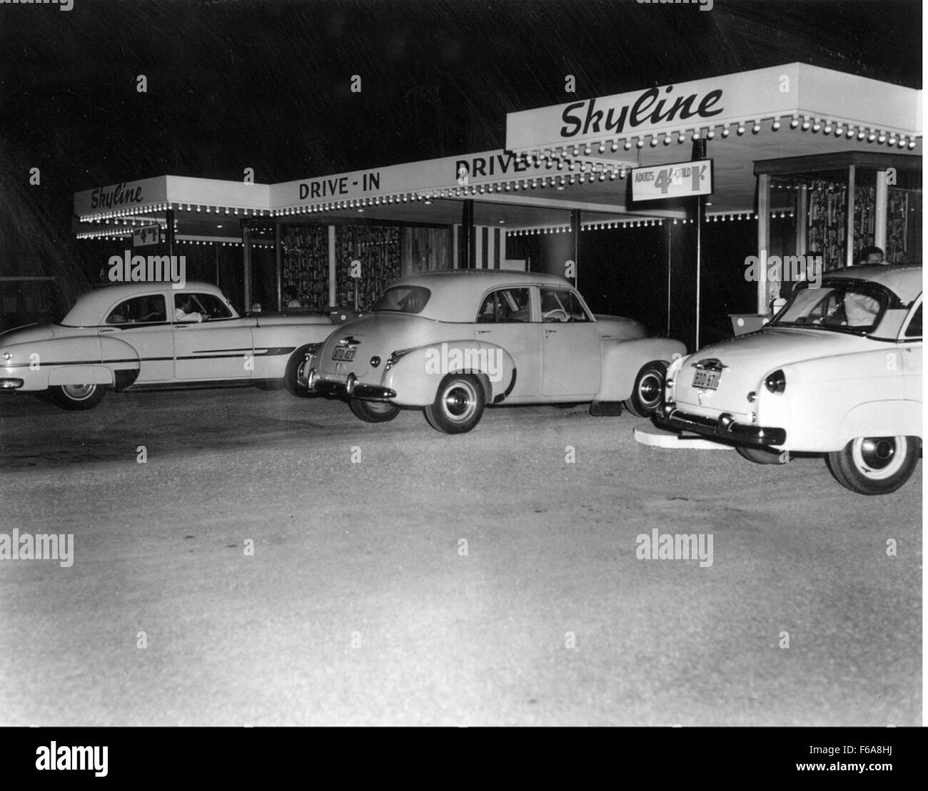 The Skyline Drive-in ticket booths, photographed in 1957, were part of ...