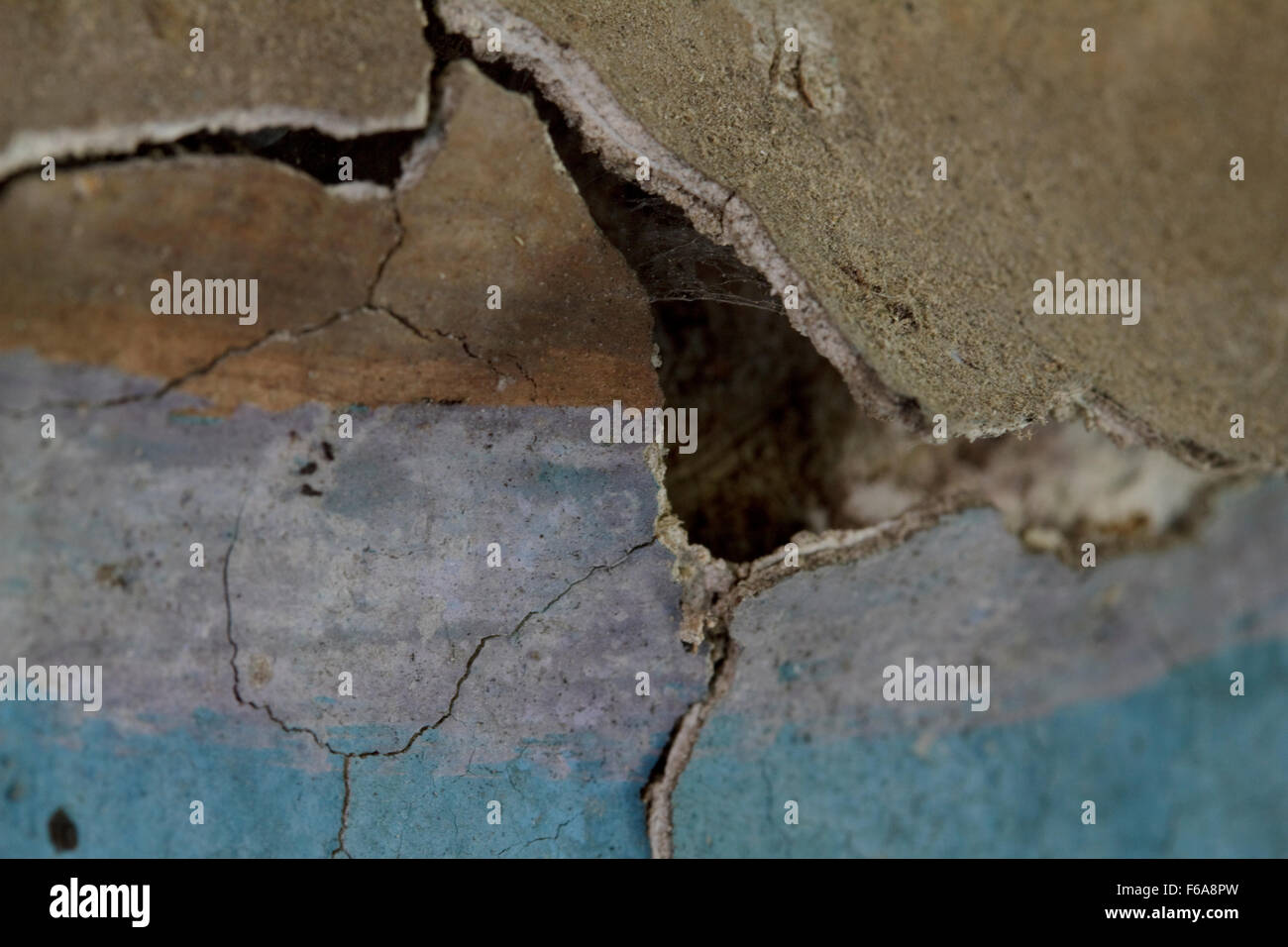 Macro on the broken wallpainting textures layer from the decrepit ...