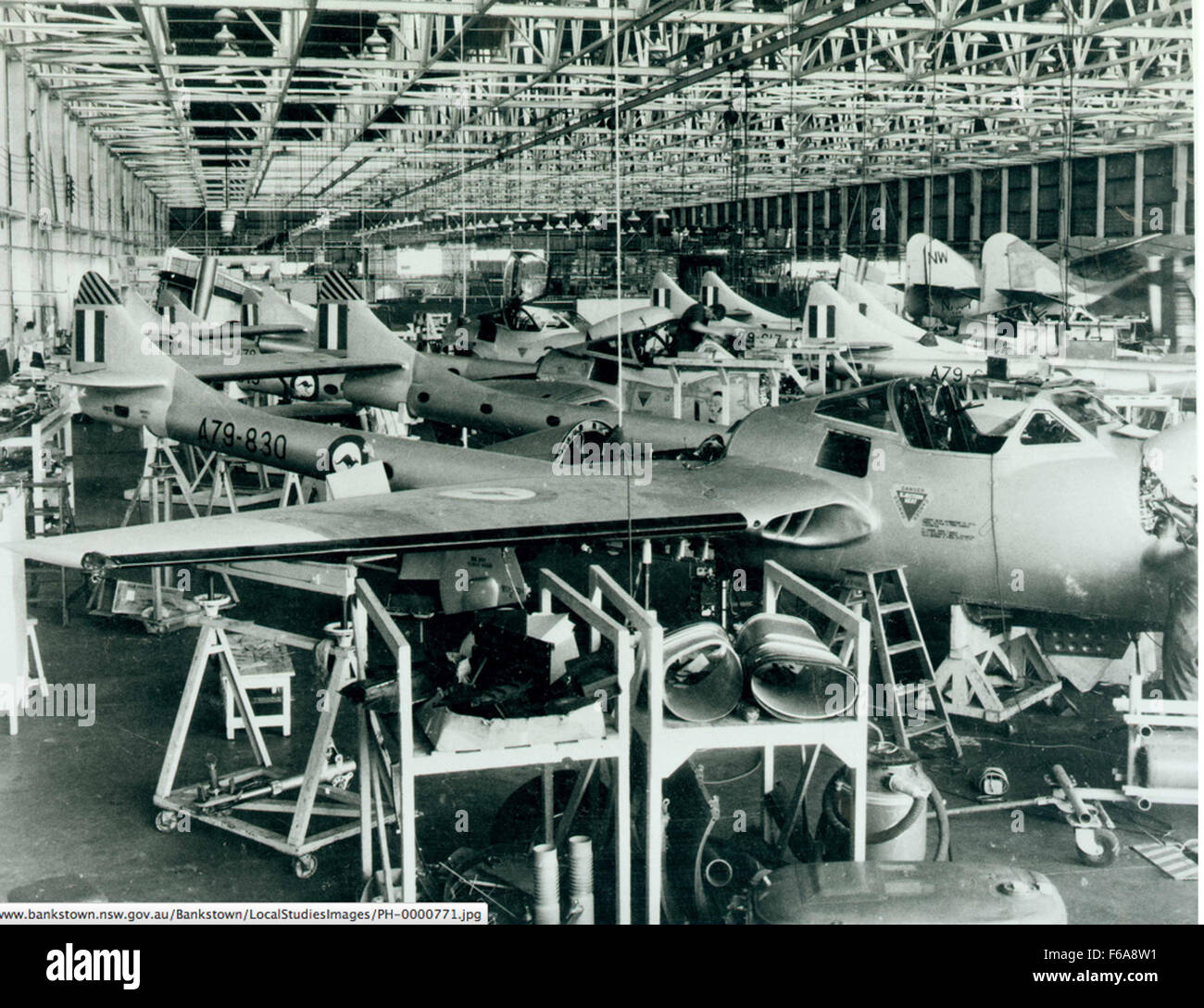 This 1955 photograph showcases the Vampire Trainer Assembly Line ...