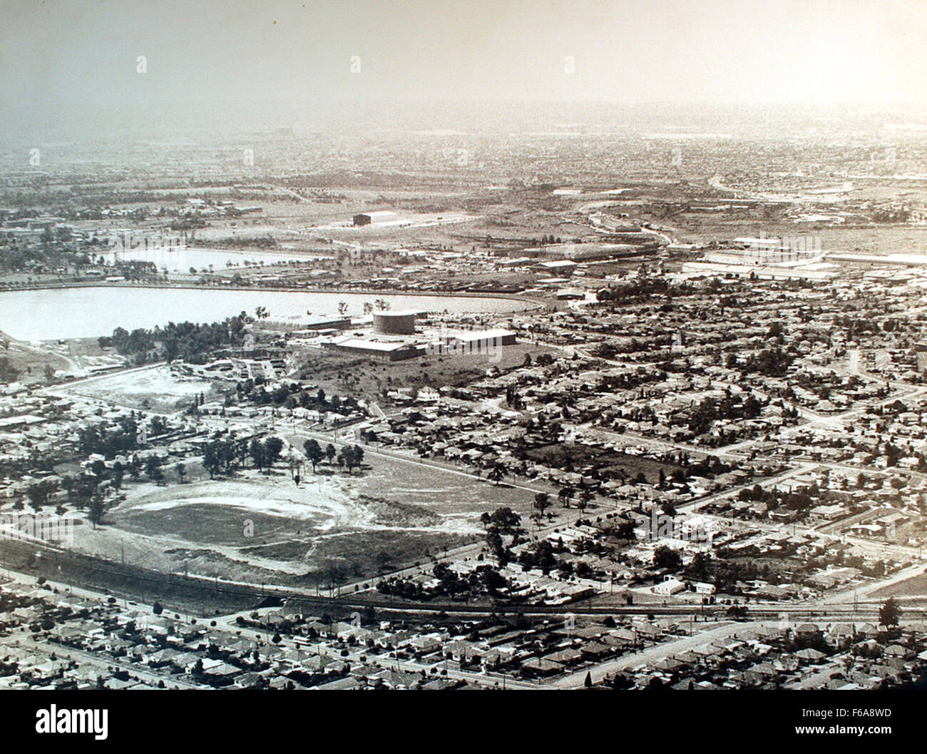 An aerial view of Potts Hill, taken in 1950, showing the hill's natural ...