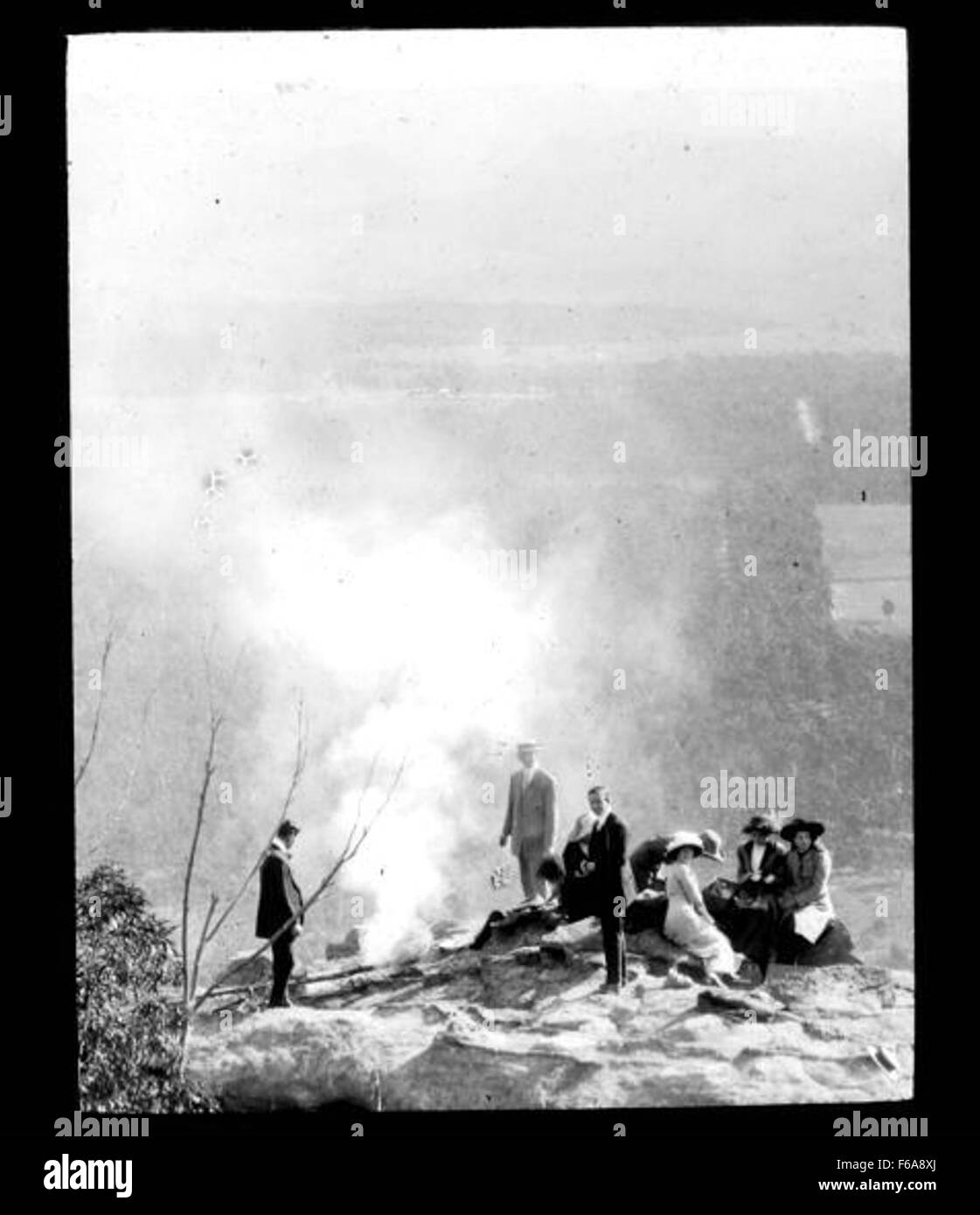 A historical photograph capturing a camp at Mt. York, a significant ...