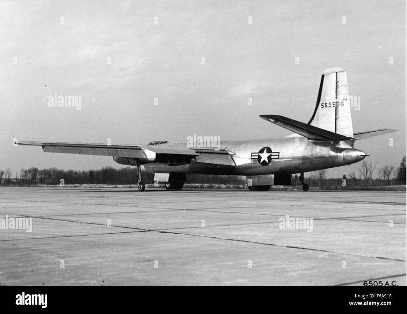 The rear quarter view of the XB-48, an experimental jet bomber ...