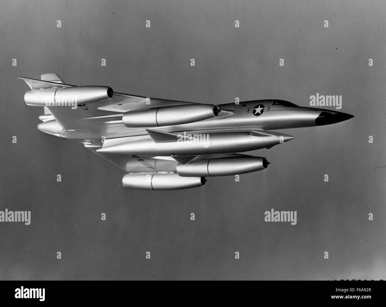 A scale model of the B-58 Hustler, a supersonic strategic bomber ...
