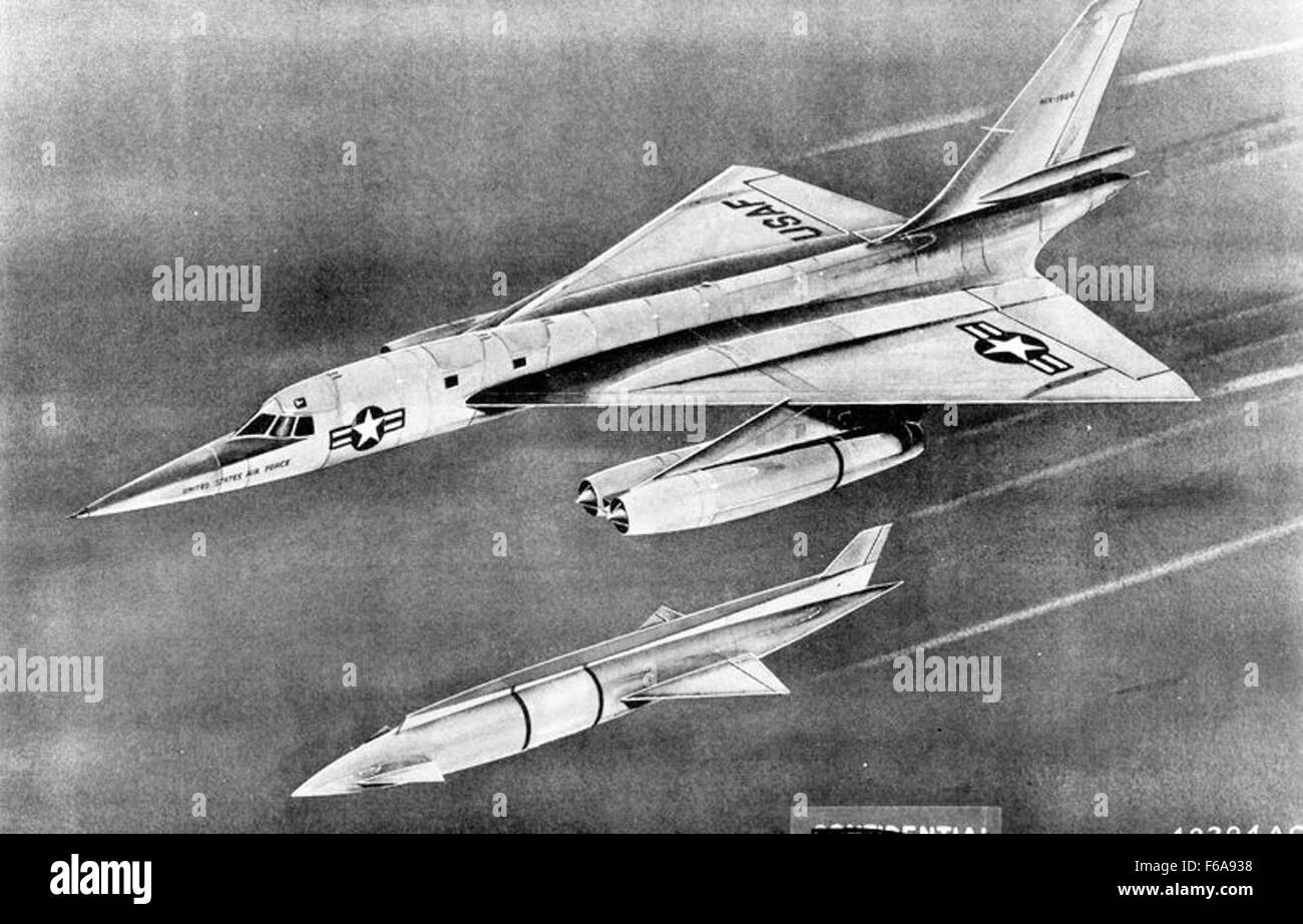 A conceptual image of the B-58 Hustler, a supersonic strategic bomber ...
