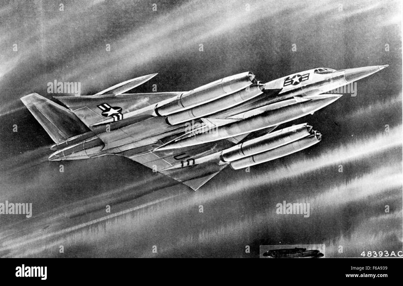 A conceptual image of the B-58 Hustler, a supersonic strategic bomber ...