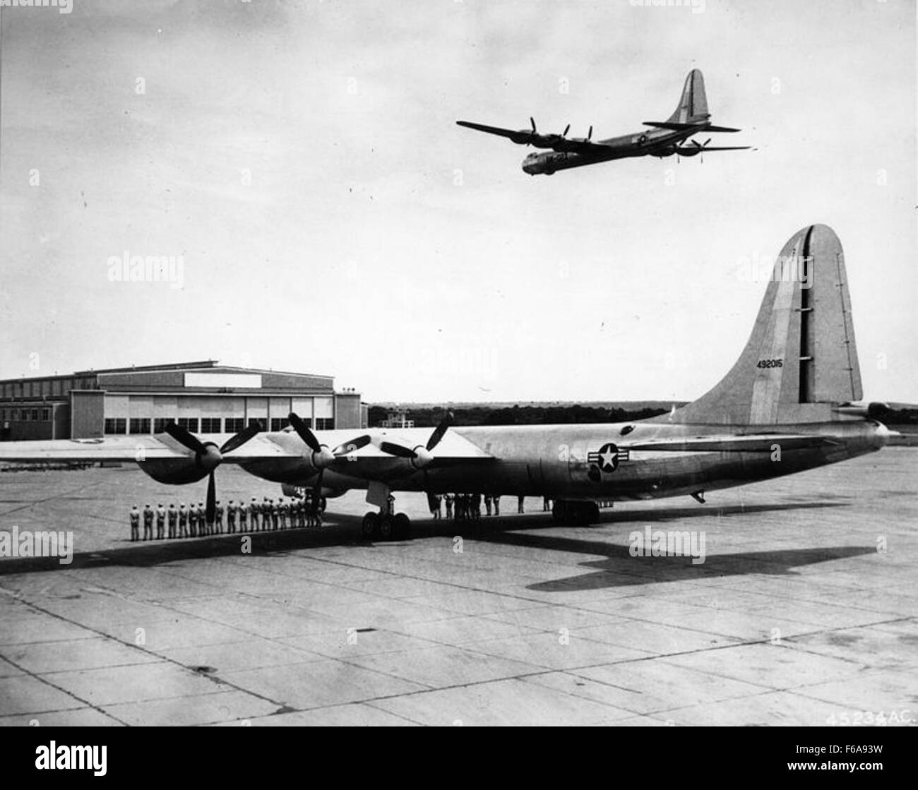 B-36 Peacemaker being accepted by the 7th Bomb Wing. The image ...