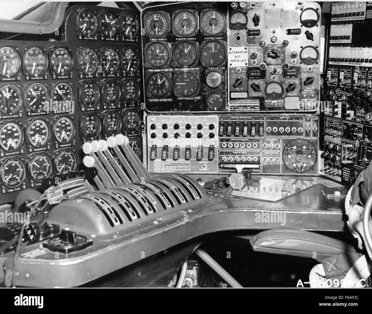 The cockpit of the B-36 Peacemaker, a strategic bomber used by the U.S. Air Force during the ...