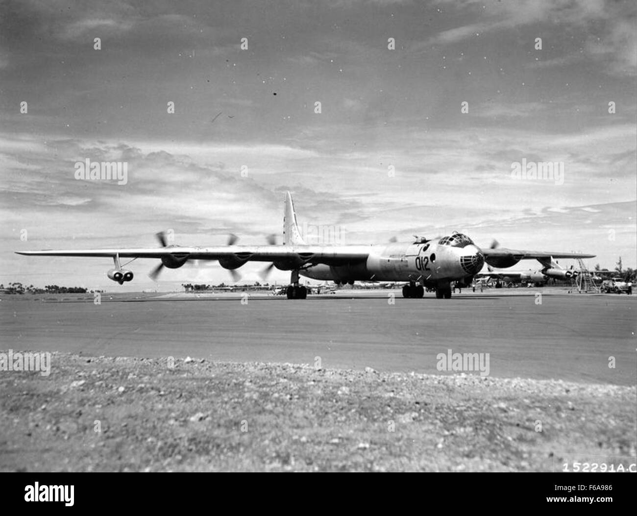 B-36 bomber on the runway at Ramey Air Force Base, illustrating the ...