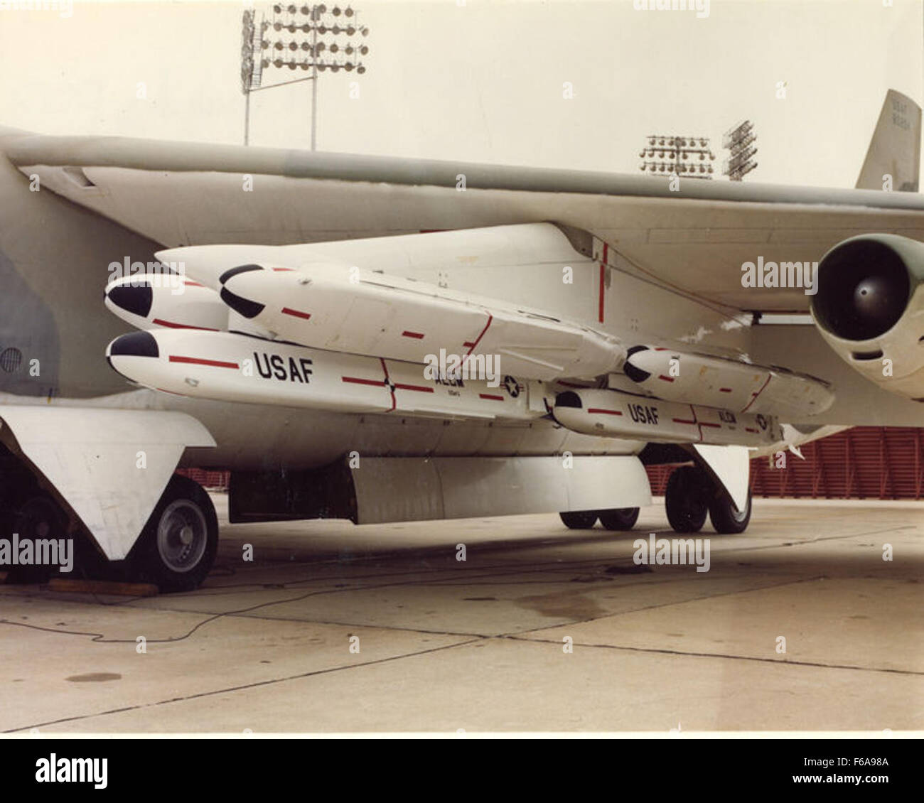 A B-52G Stratofortress bomber equipped with AGM-86B air-launched cruise missiles. The B-52G was ...