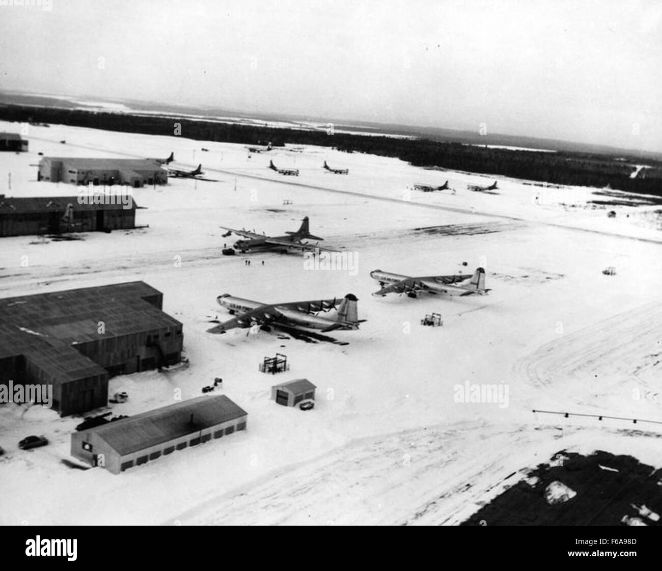 A B-36 Peacemaker bomber captured at Loring Air Force Base. The B-36 ...