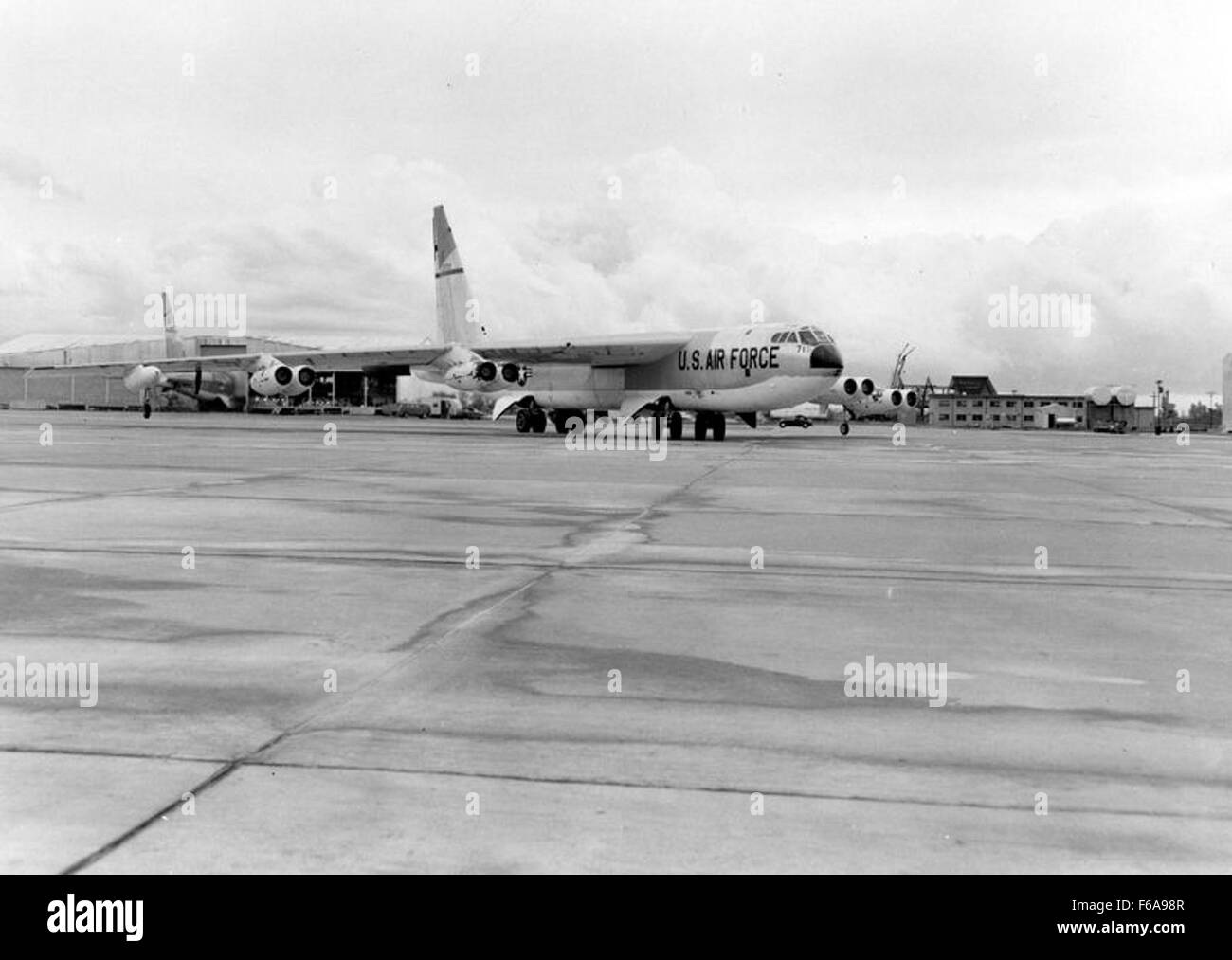 A front-quarter view of a B-52 Stratofortress, highlighting its iconic ...