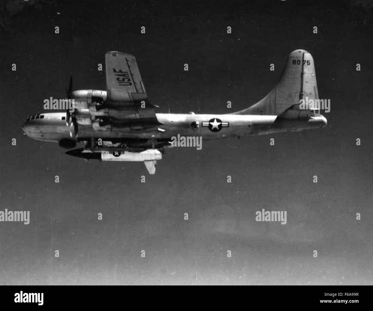 The B-50, a modified version of the B-29 Superfortress, carrying the ...