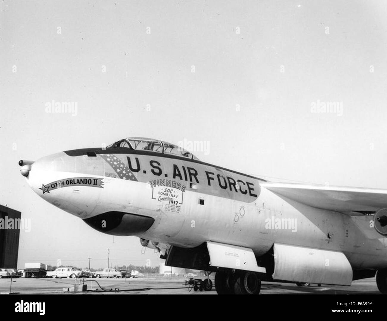The B-47 Stratojet, a key U.S. Air Force strategic bomber, shown after ...