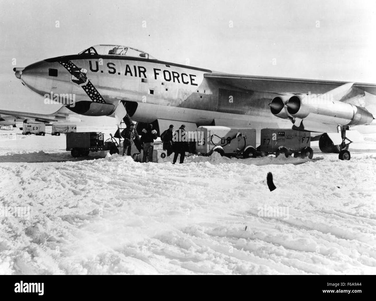 B-47 in Snow, showcasing a Boeing B-47 Stratojet, a strategic bomber ...