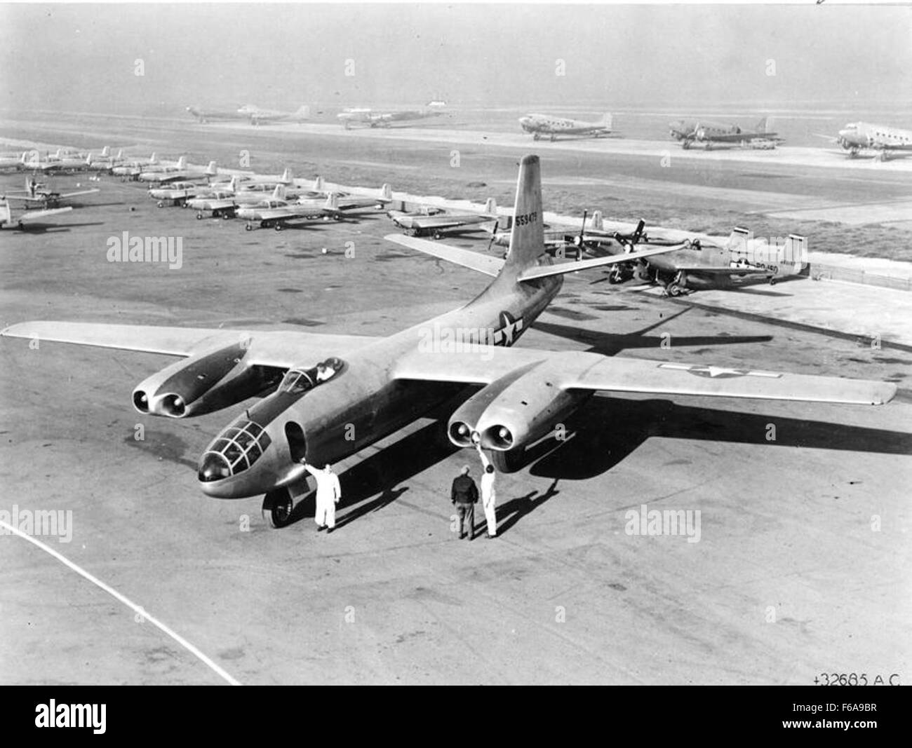The XB-45, an early U.S. jet bomber prototype, captured before its ...