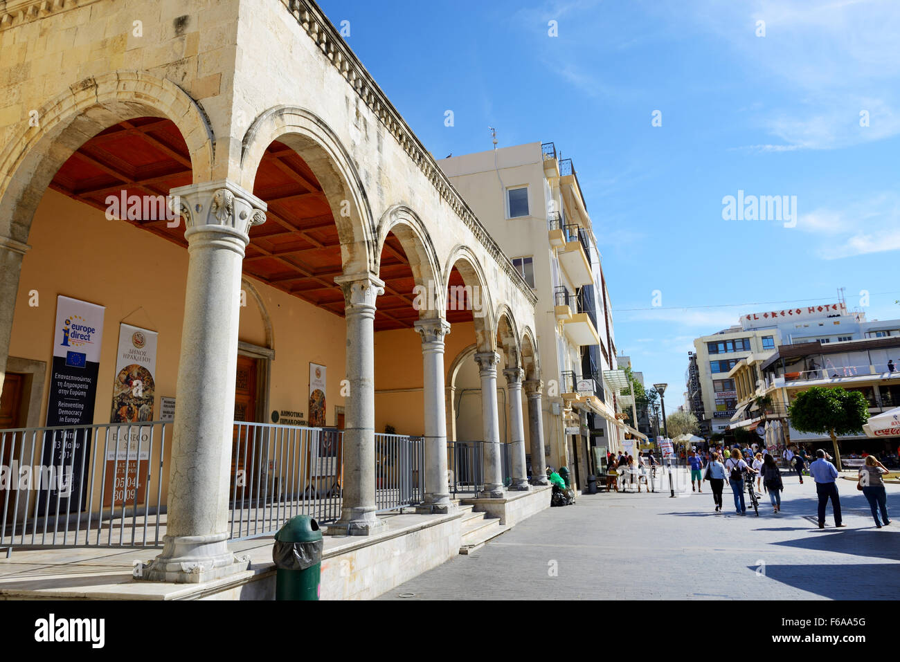 The street in Herakllion city and tourists, Heraklion, Greece Stock ...