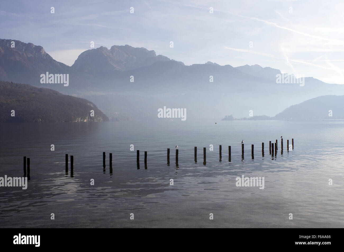 Large view of Annecy lake landscape in France and mountains Stock Photo ...