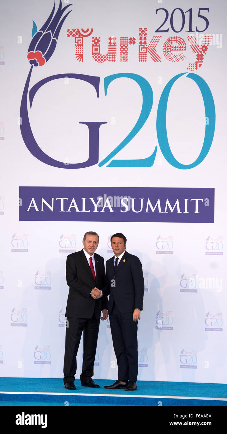 Antalya, Turkey. 15th Nov, 2015. Turkish President Recep Tayyip Erdogan ...