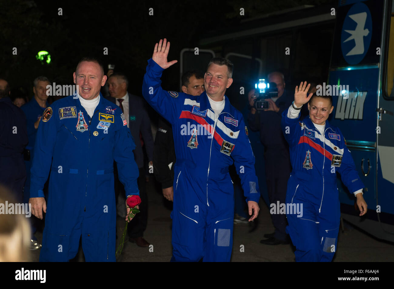 Expedition 41 crew members Barry Wilmore, Alexander Samokutyaev, and ...