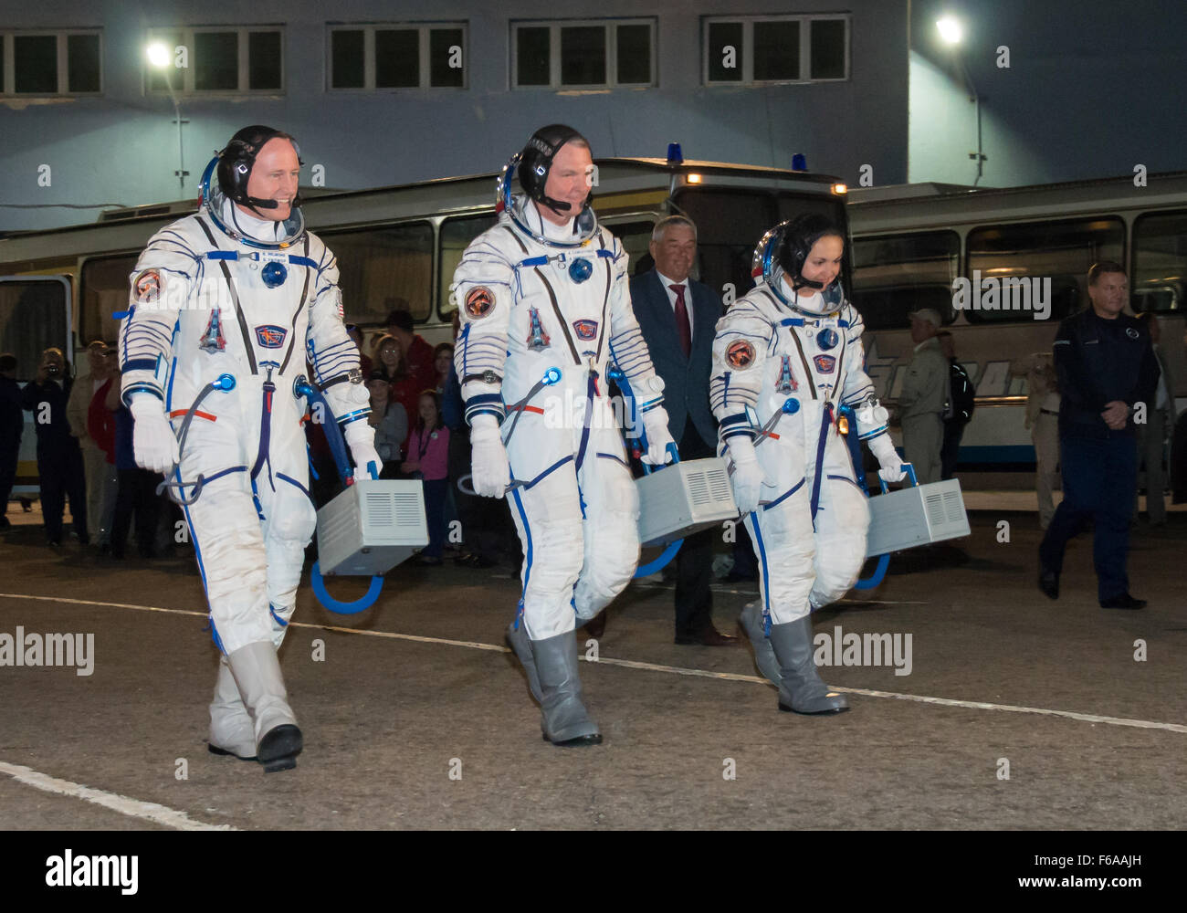 Expedition 41 crew members Barry Wilmore, Alexander Samokutyaev, and ...