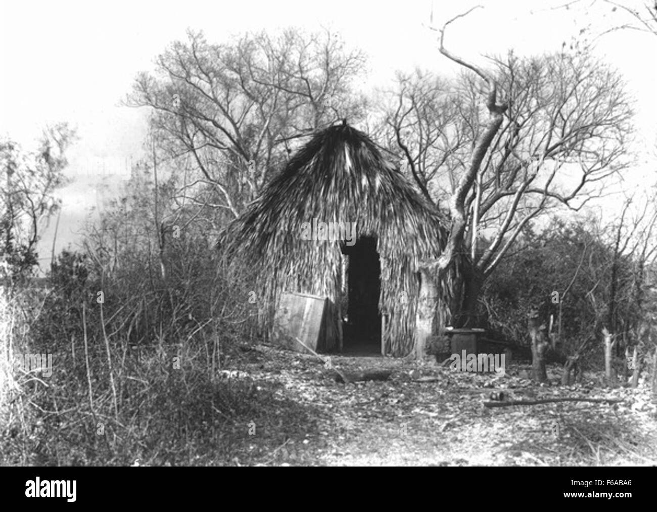 A Seminole grass-hut chickee located on Chokoloskee Island in Florida ...
