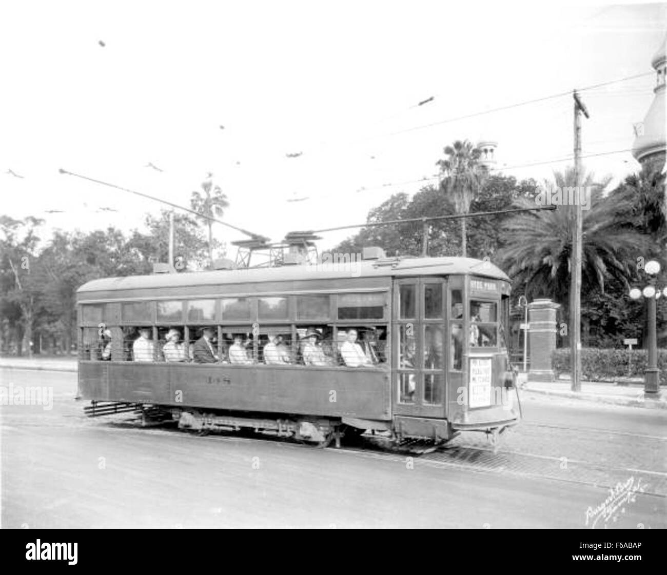 A streetcar in Tampa, Florida, captured in a historical photograph ...