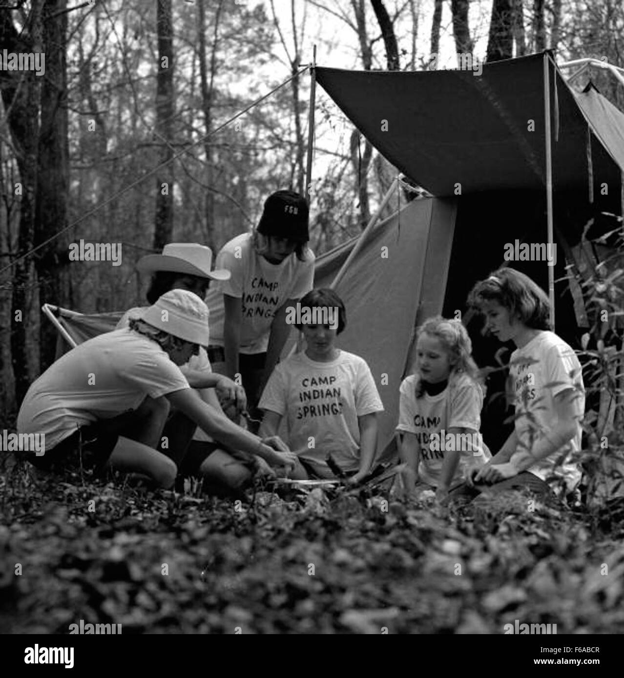 This photograph depicts children camping at Camp Indian Springs in ...