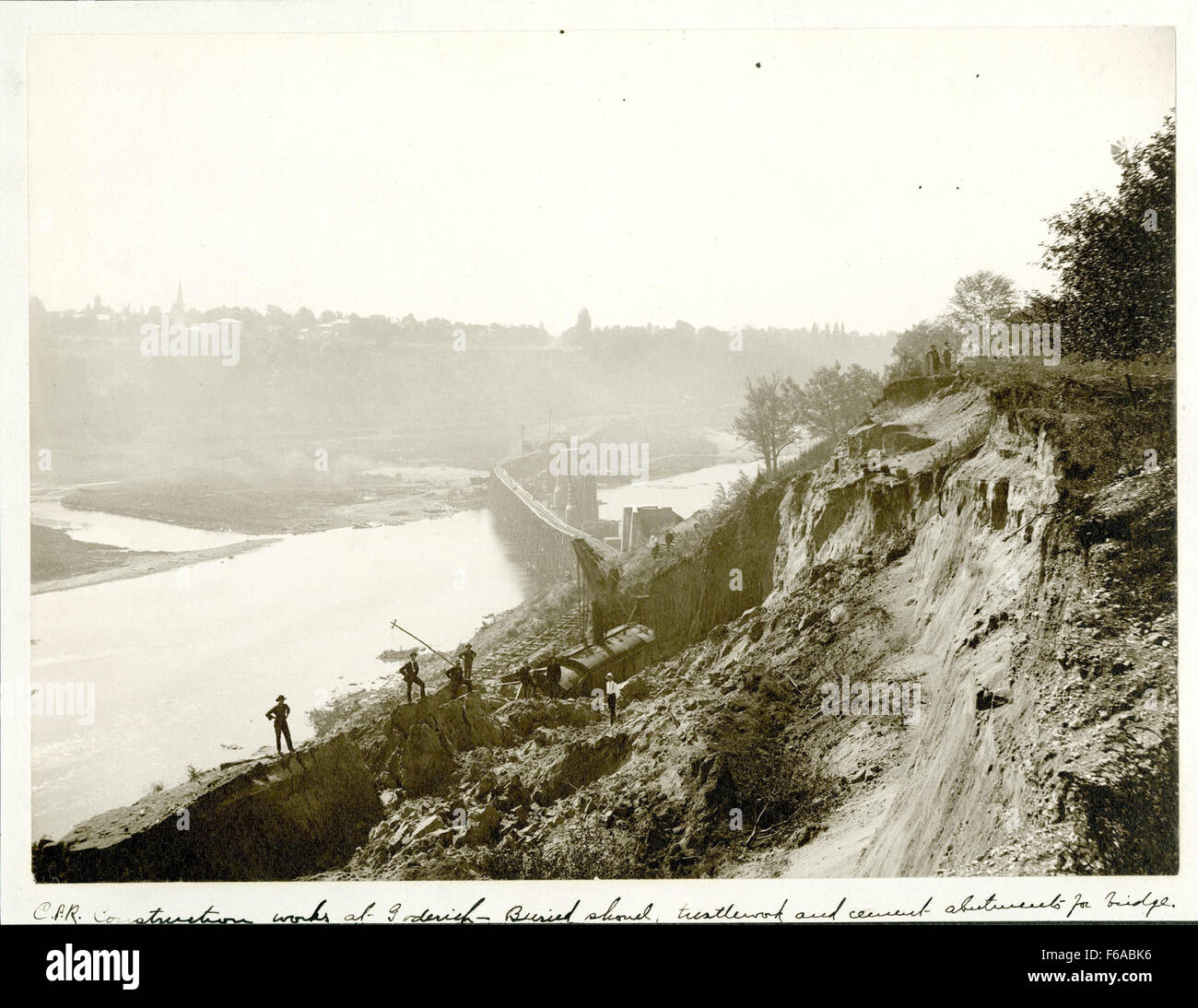 A photograph depicting the construction of the Canadian Pacific Railway ...