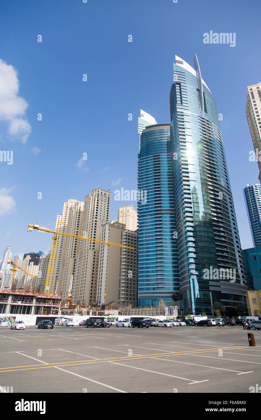 DUBAI, UAE - JANUARY 16, 2014: View at modern skyscrapers in Dubai ...
