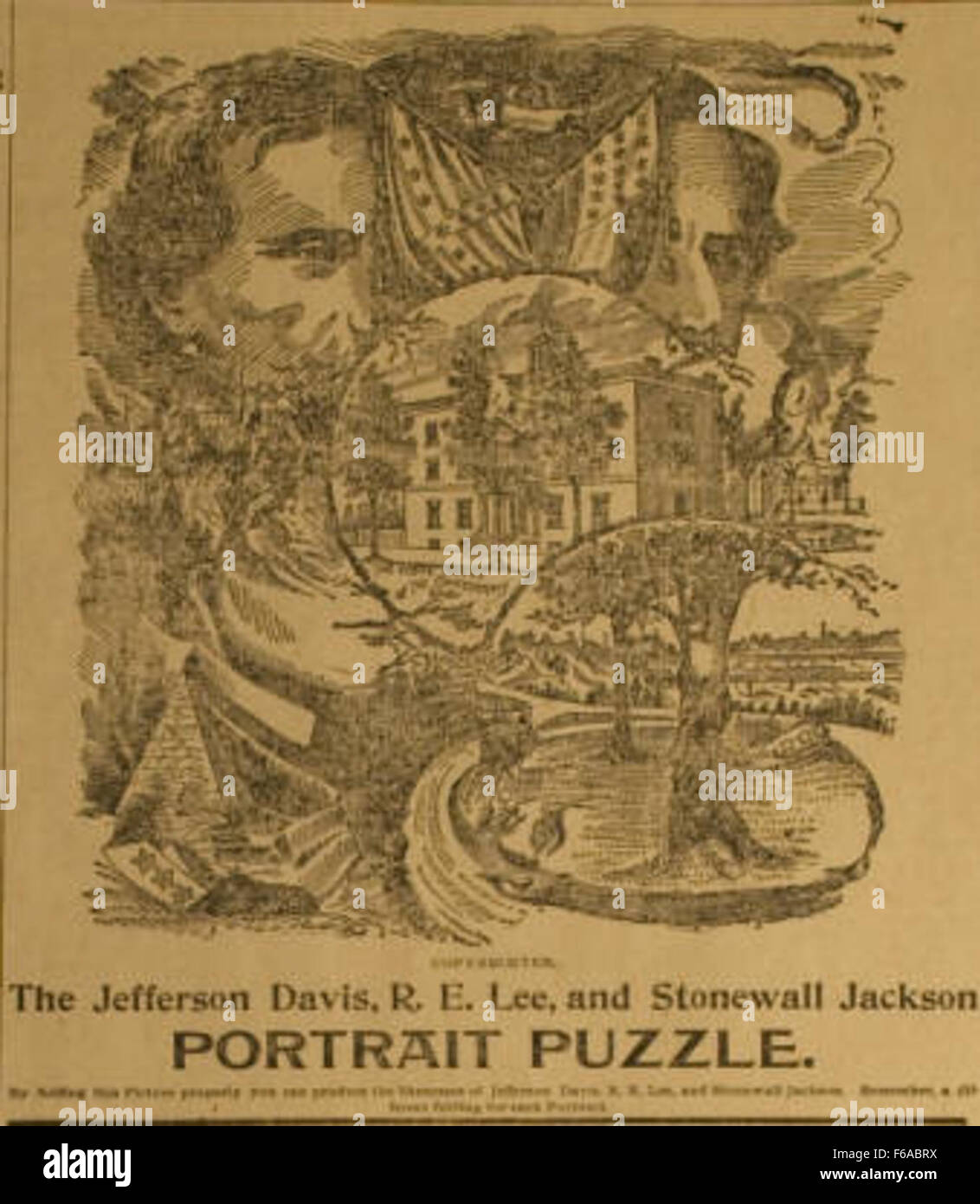 A historical portrait puzzle featuring Jefferson Davis, Robert E. Lee ...