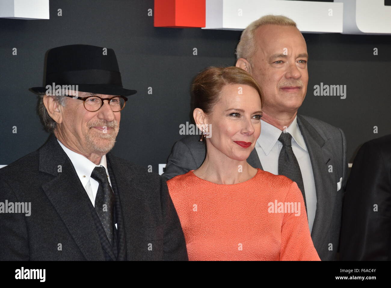 Sebastian Koch, Tom Hanks, Steven Spielberg, Amy Ryan attends at the World Premiere Bridge of ...